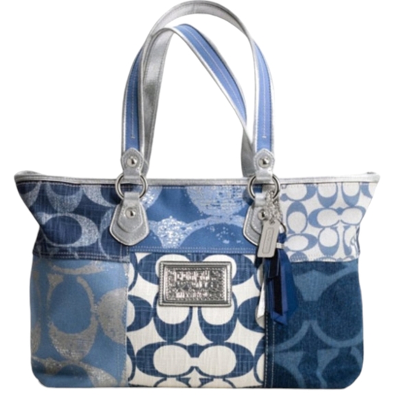 Coach | Bags | Coach Rare Blue Denim Patchwork Tote | Poshmark